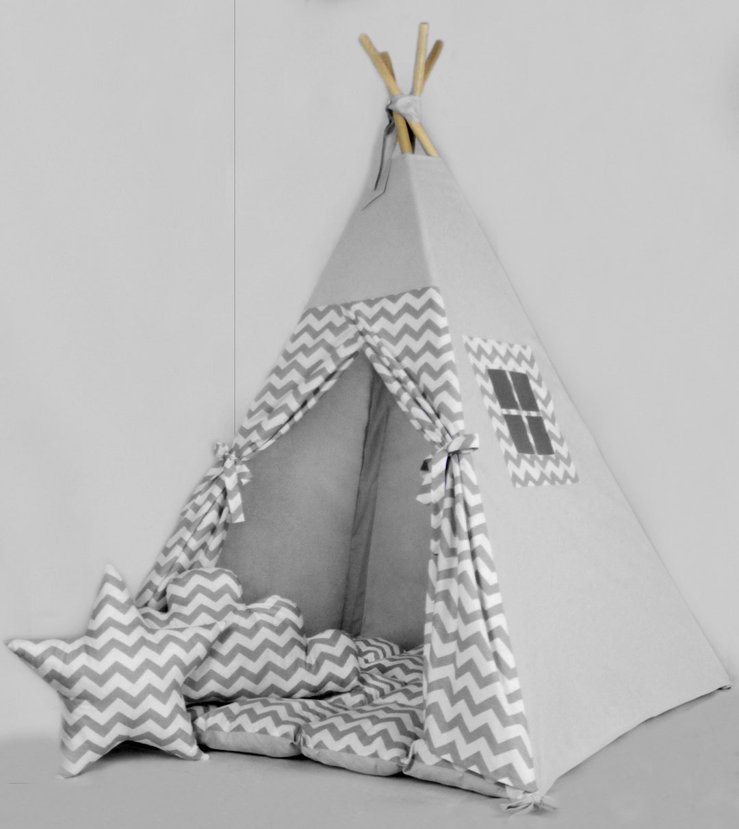 Teepee for Kids Customized From Cotton Gray Chevron, Teepee Tent for ...