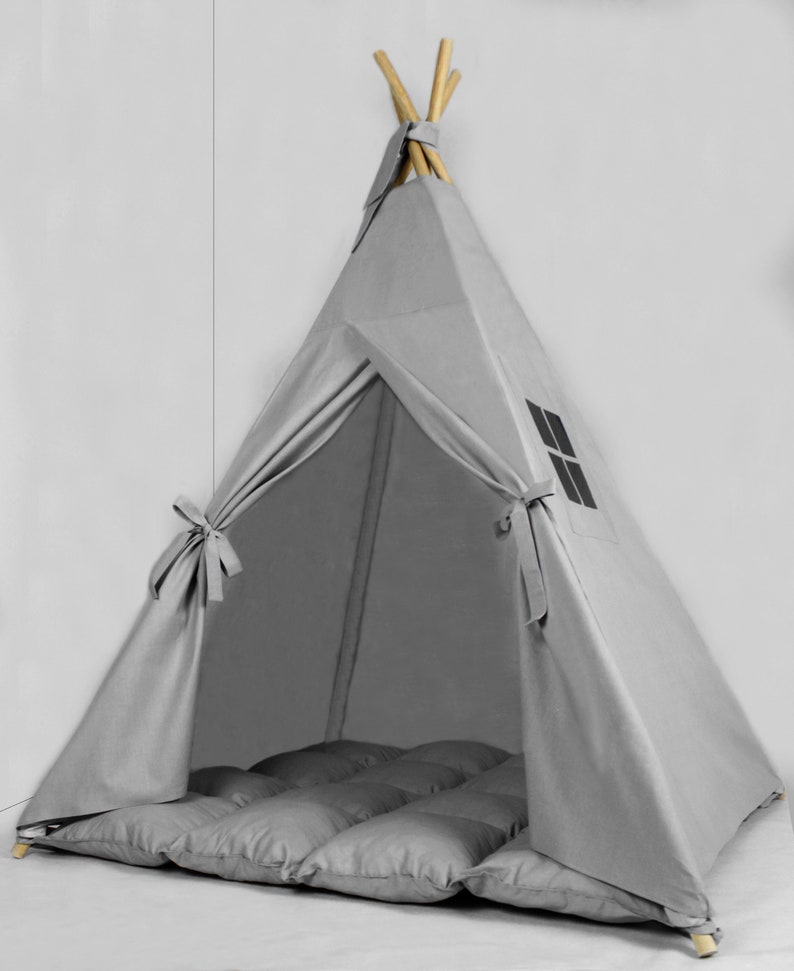 Teepee for Kids Customized From Cotton Plain Gray Teepee Tent - Etsy