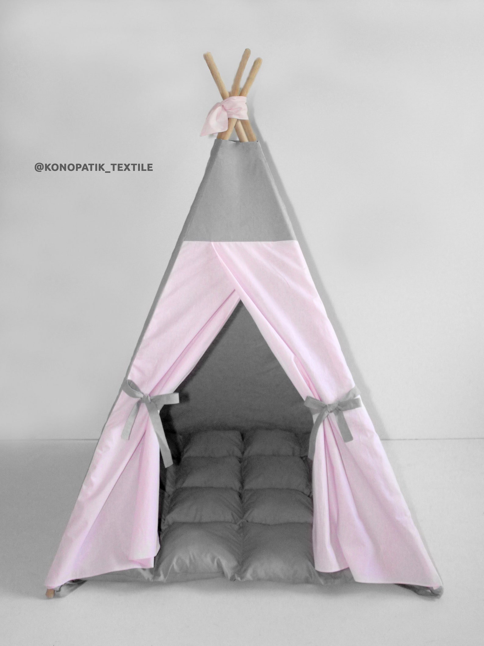 Teepee for Kids Customized From Cotton Plain Yellow Gray - Etsy