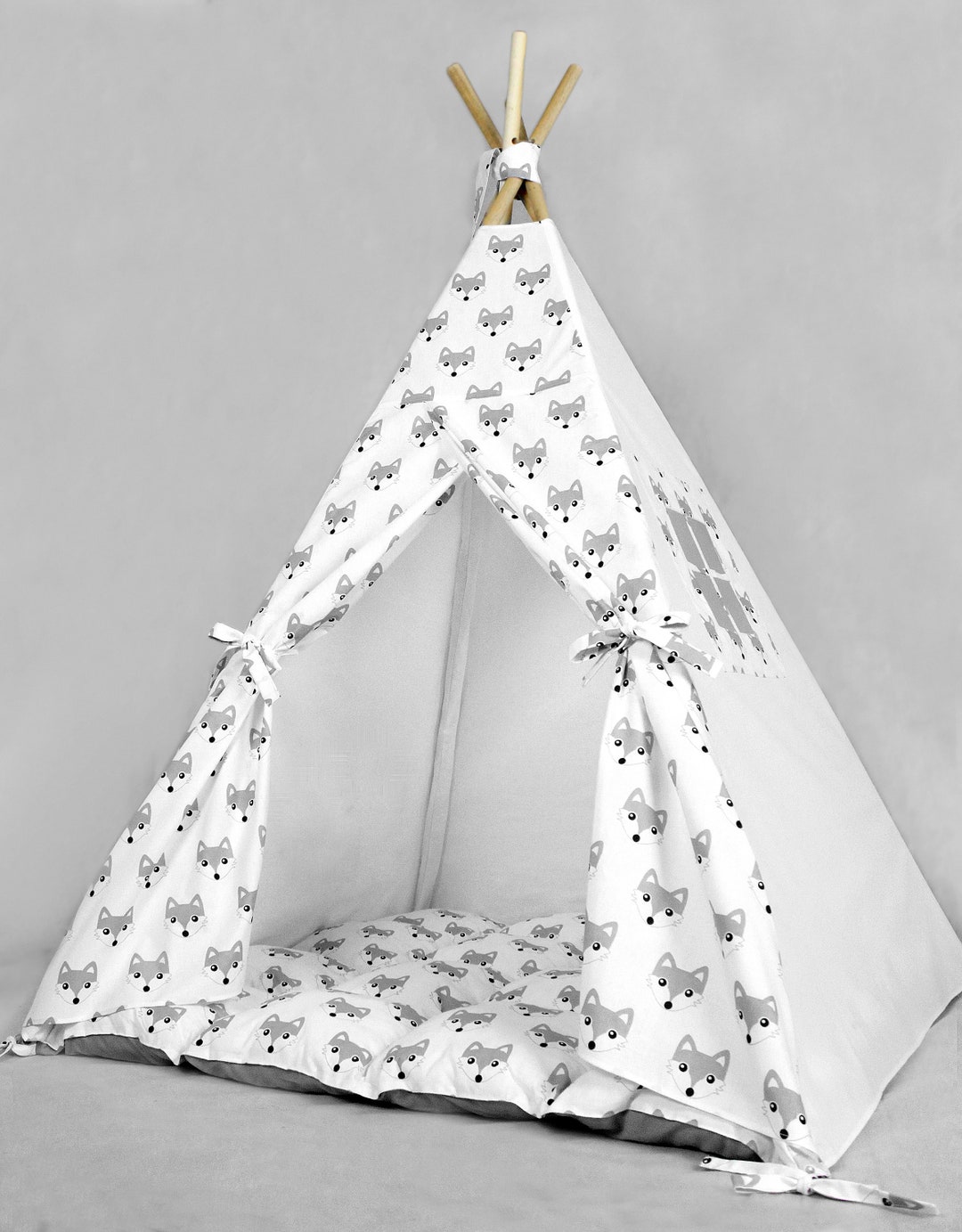 Teepee for Kids Customized From Cotton Gray Fox, Teepee Tent for ...