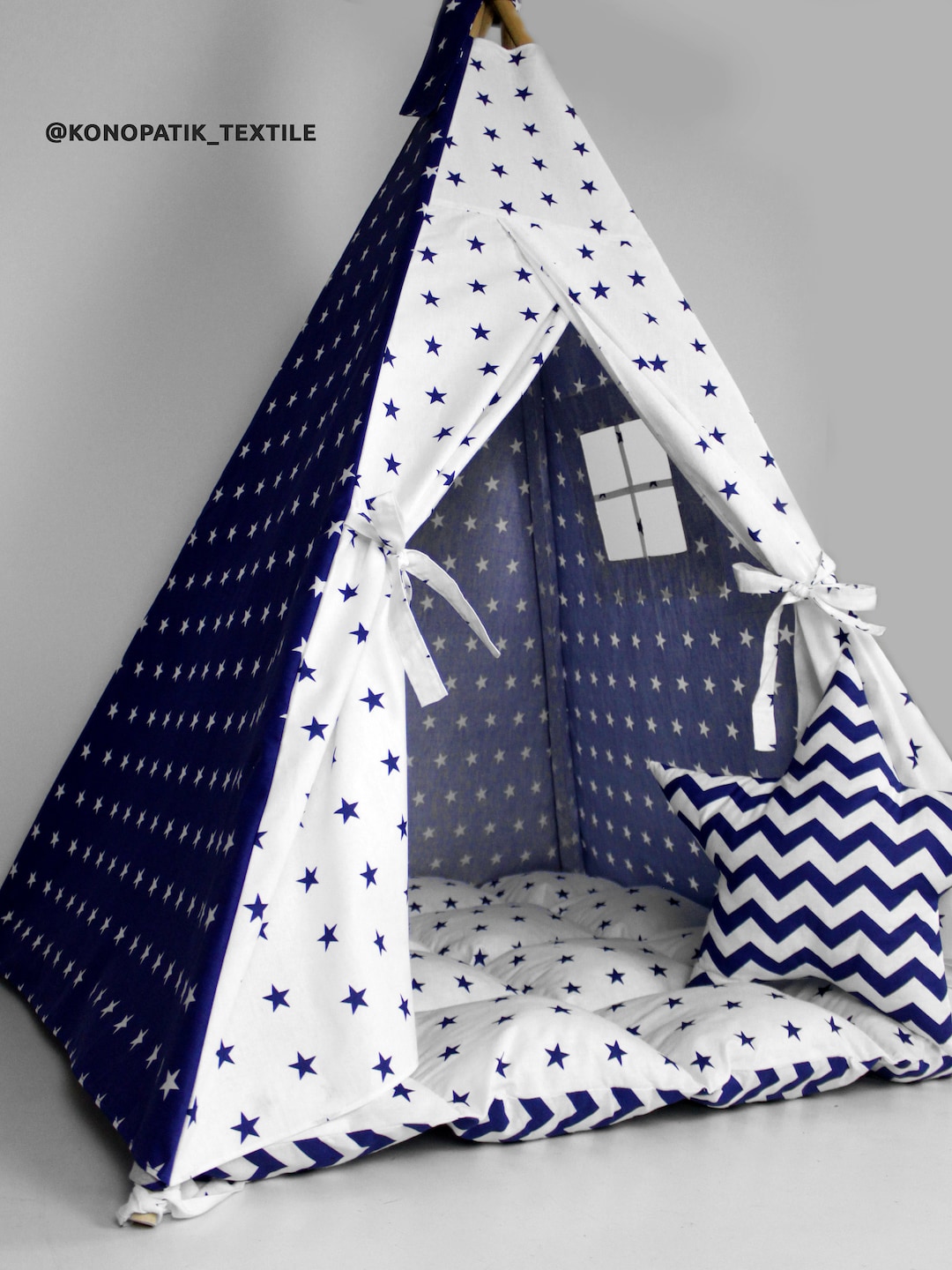 Teepee for Kids Customized From Cotton Blue Navy Stars, Teepee Tent for ...
