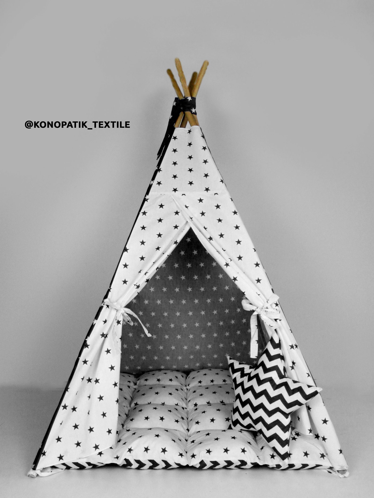 Teepee for Kids Customized From Cotton Black Stars Teepee - Etsy