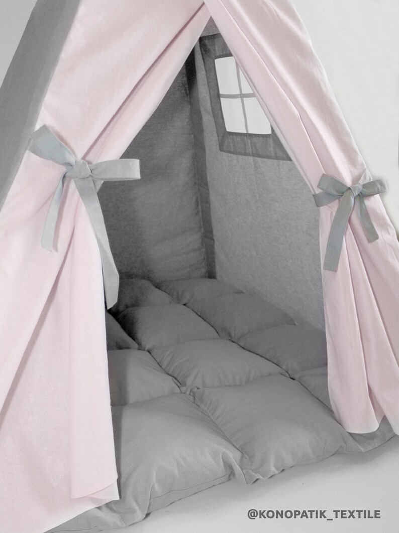 Teepee for Kids Customized From Cotton Plain Yellow Gray - Etsy