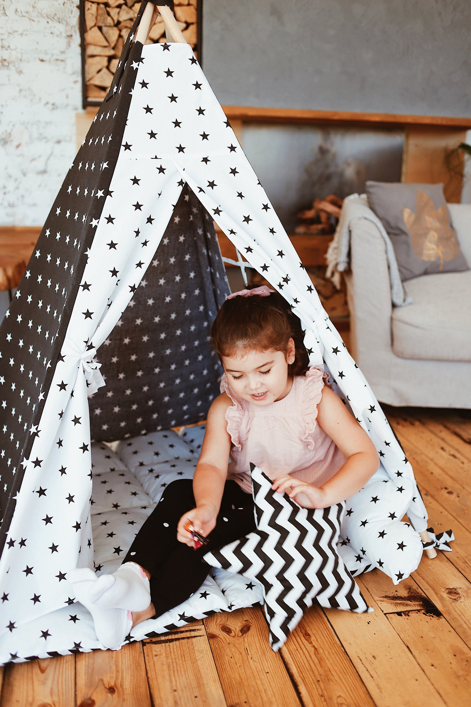 Teepee for Kids Customized From Cotton Black Stars Teepee - Etsy