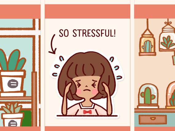 Cute Stressed Stickers Kawaii stress out stickers Kawaii | Etsy