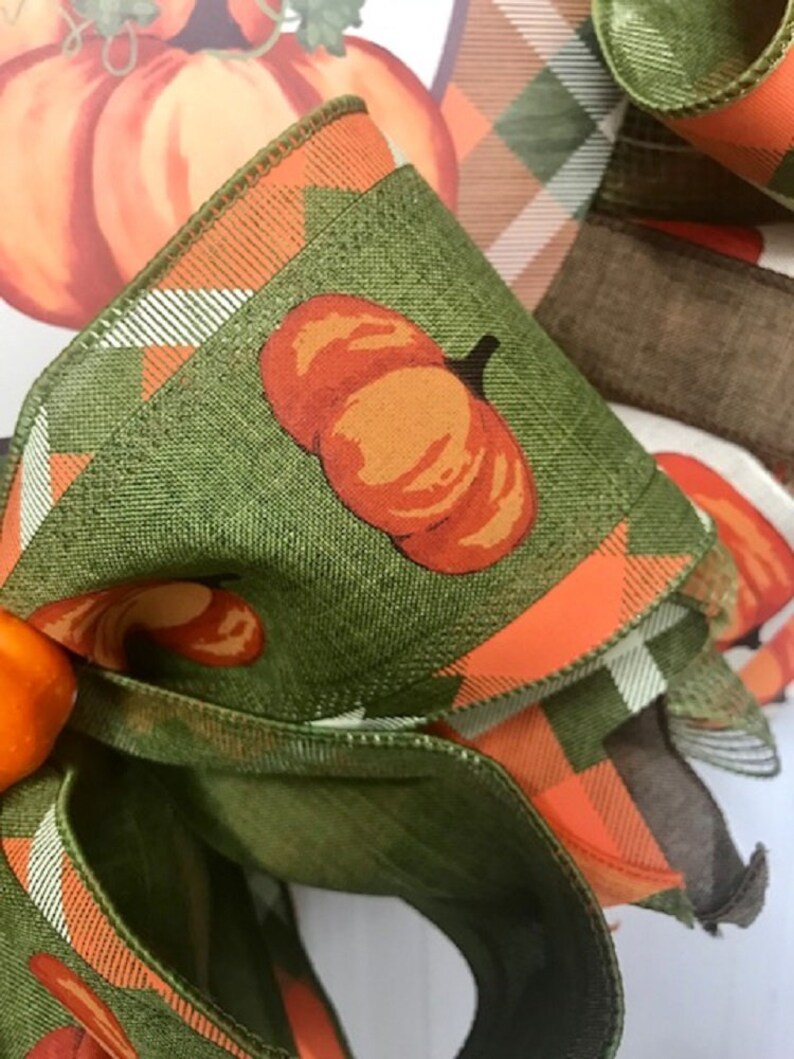 Fall Wreath Pumpkin Fall Wreathfall Ribbon Wreathharvest - Etsy