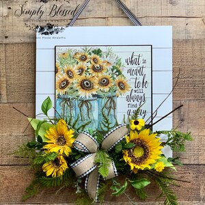Fall Floral Door Hanger, Sunflower Door Hanger, Sunflower Plaque ...