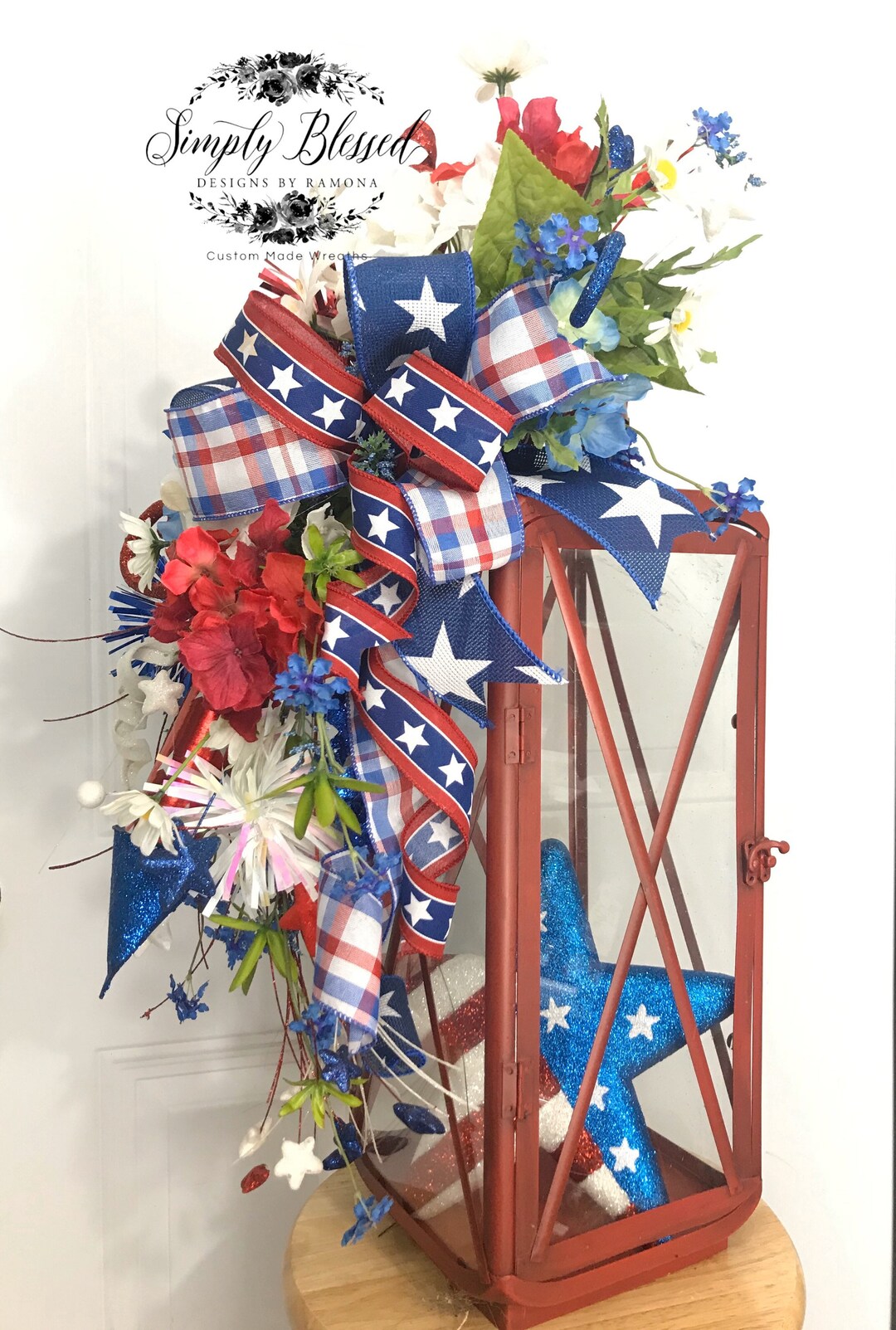 Lantern Swag Patriotic Lantern Swag 4th of July Lantern - Etsy