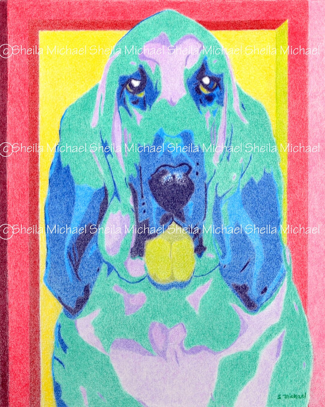 Colorful Bloodhound 8" by 10" Giclee Print - Etsy