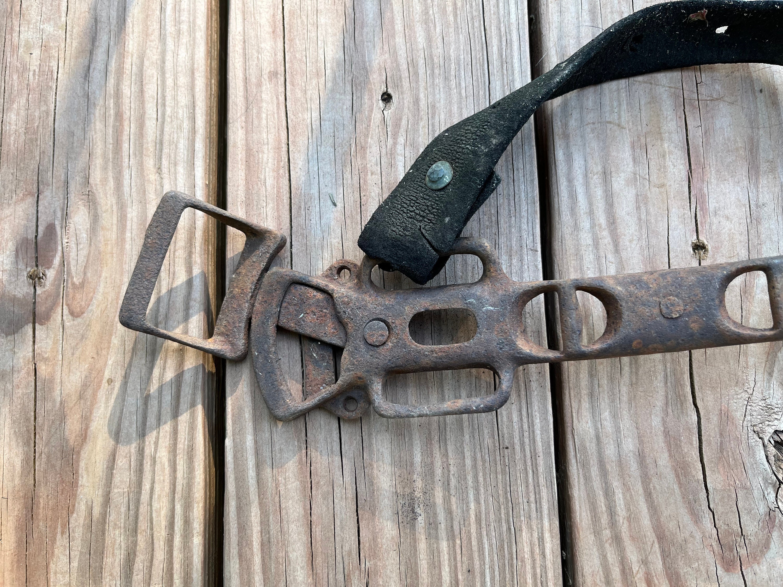Vintage Partial Piece of Leather and Metal Workhorse Tack, Antique ...