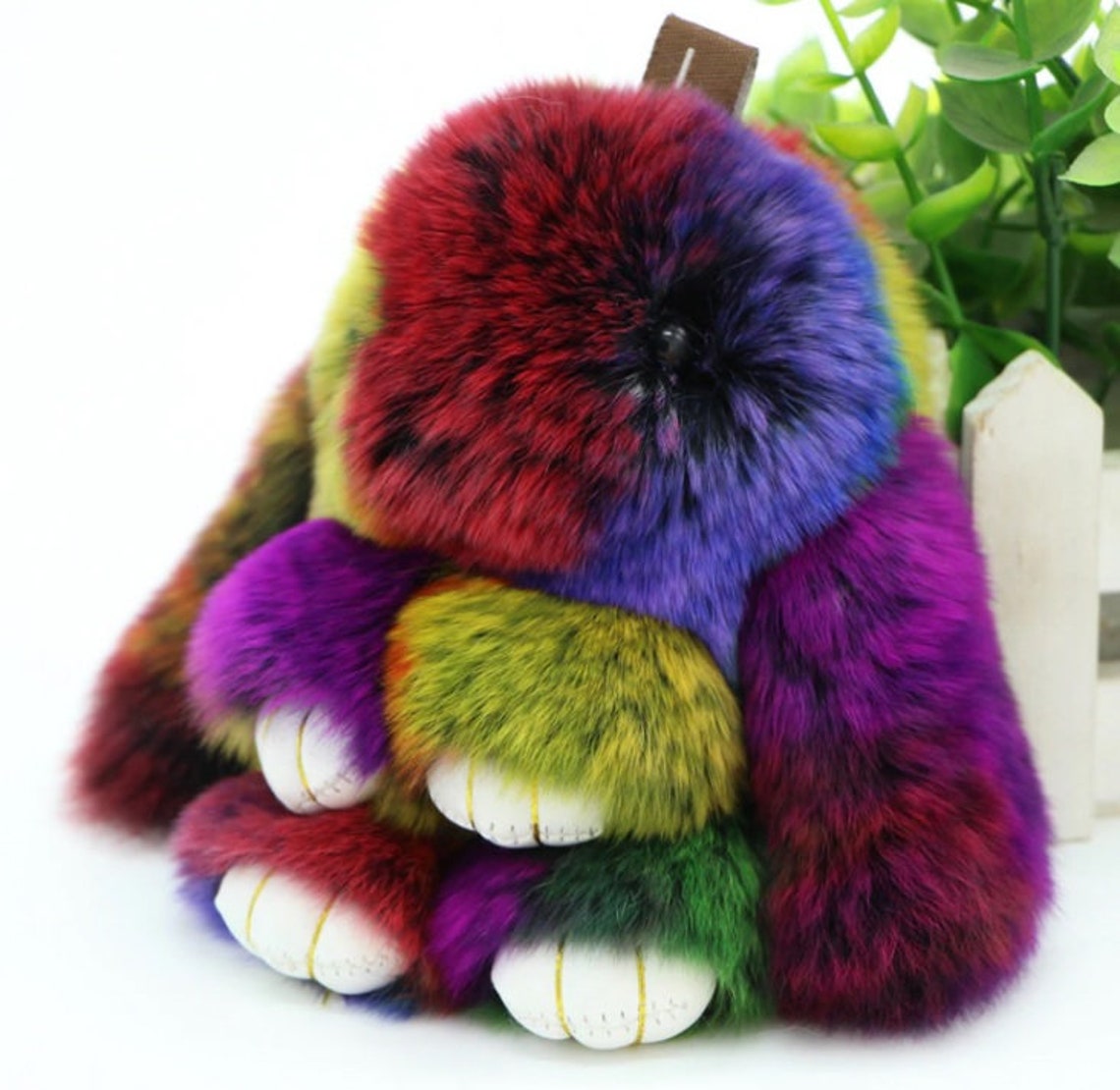 Cute Rainbow Bunny Animal Keychain Keyring Plush Gift or Purse | Etsy