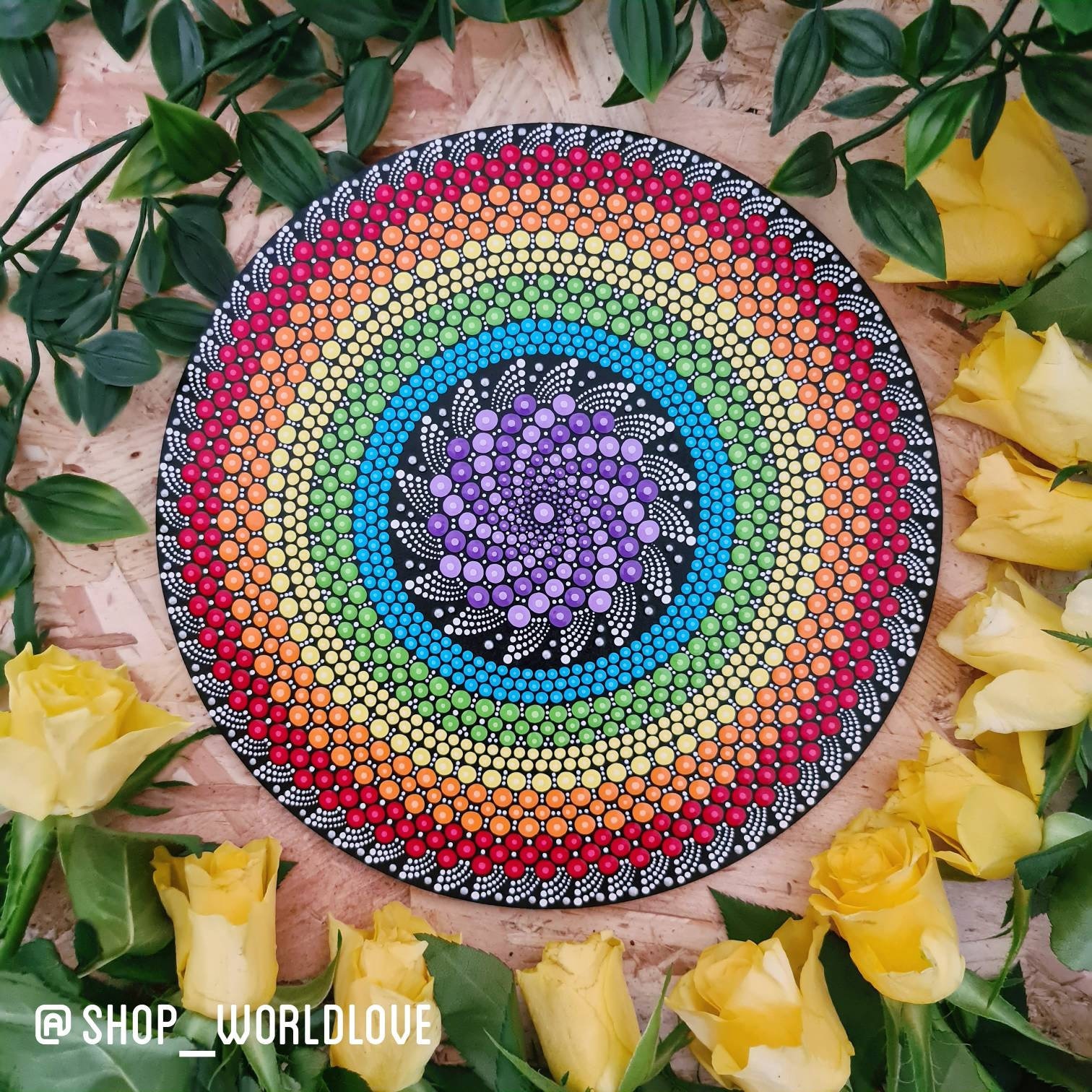 Home Decor Rainbow mandala 2 wooden handpainted mandala art Wall Decor ...