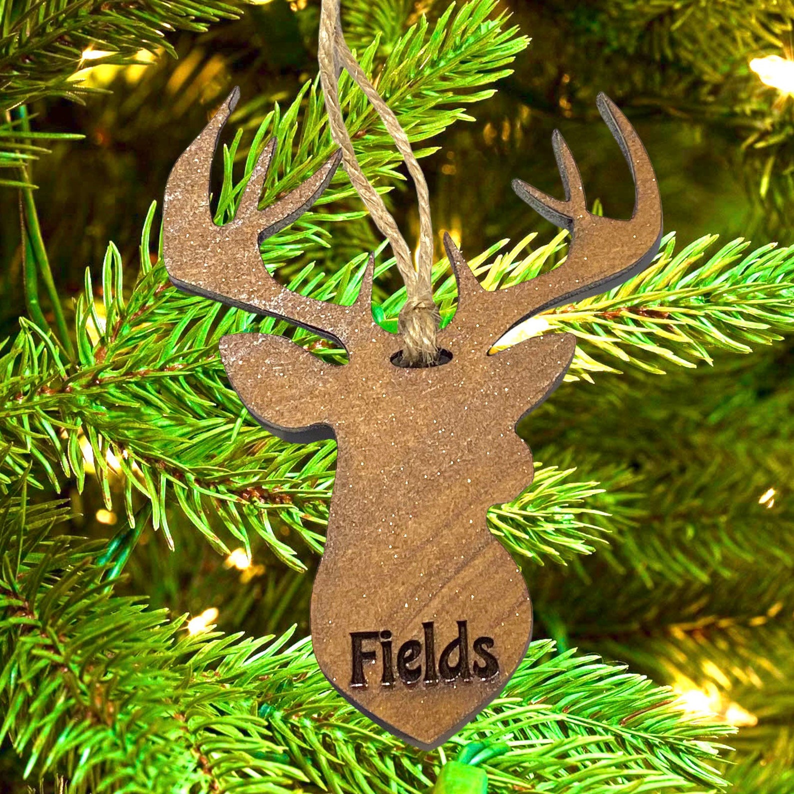 Wooden Rustic Buck Ornament With Personalized Name - Etsy
