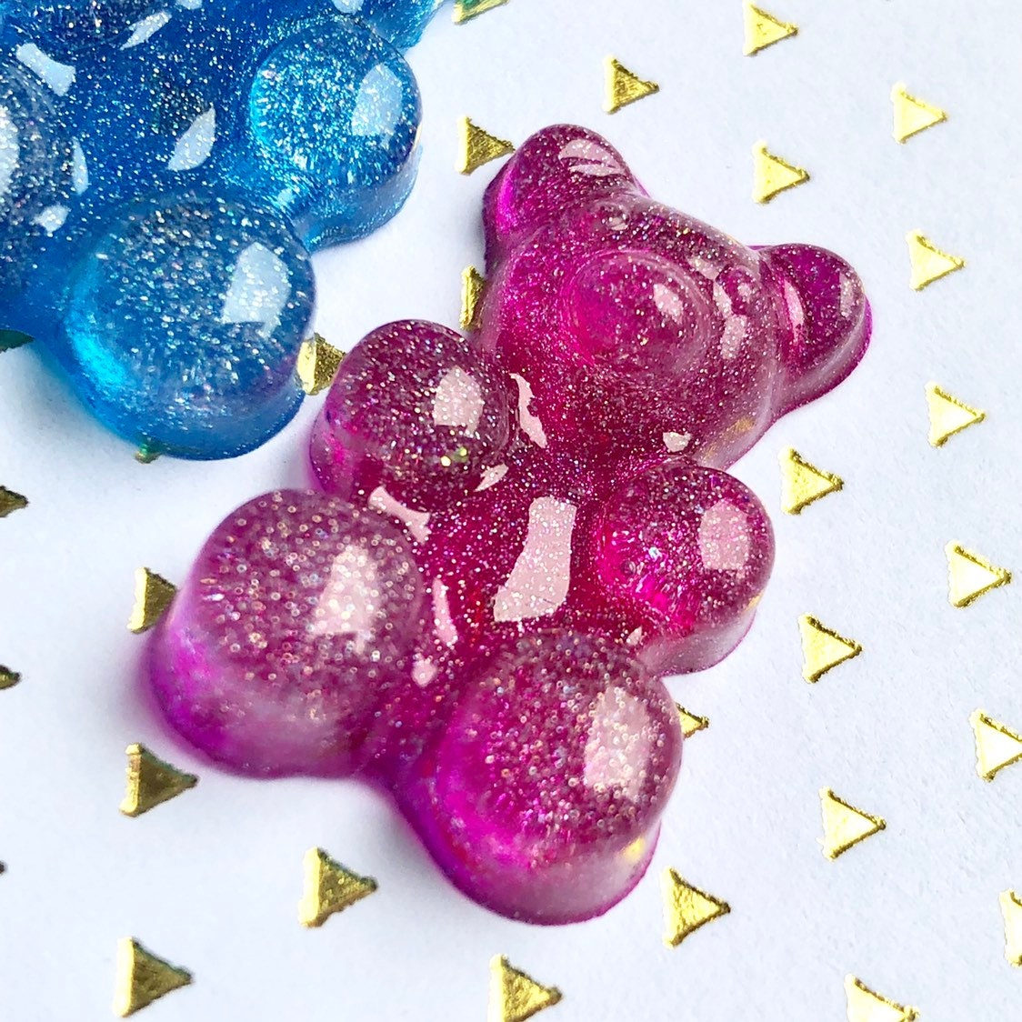 Candy Bears Customized with 2 Initials Pink and Blue Sparkle | Etsy