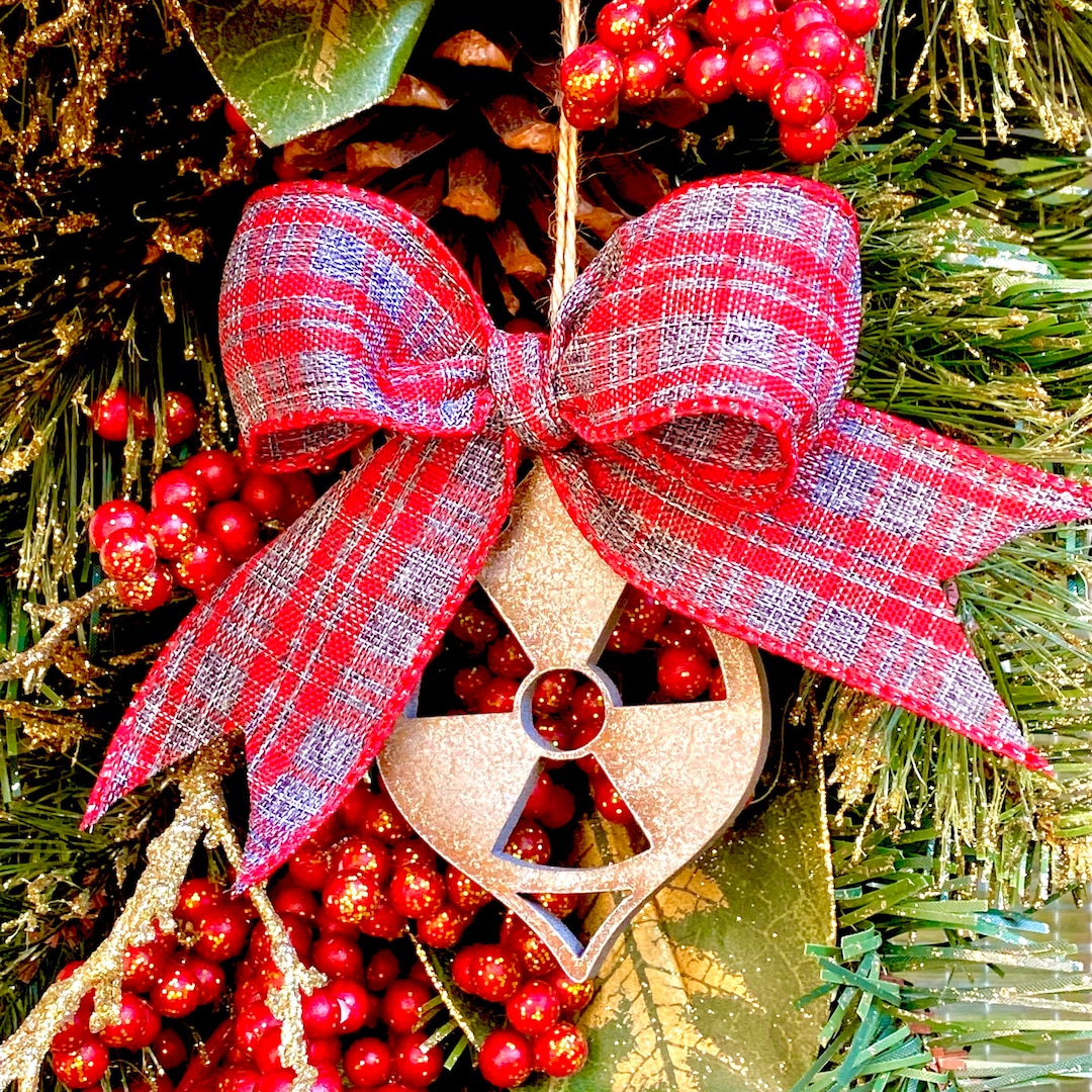 Radiation Symbol Ornament in Rustic Silver With Sparkles - Etsy
