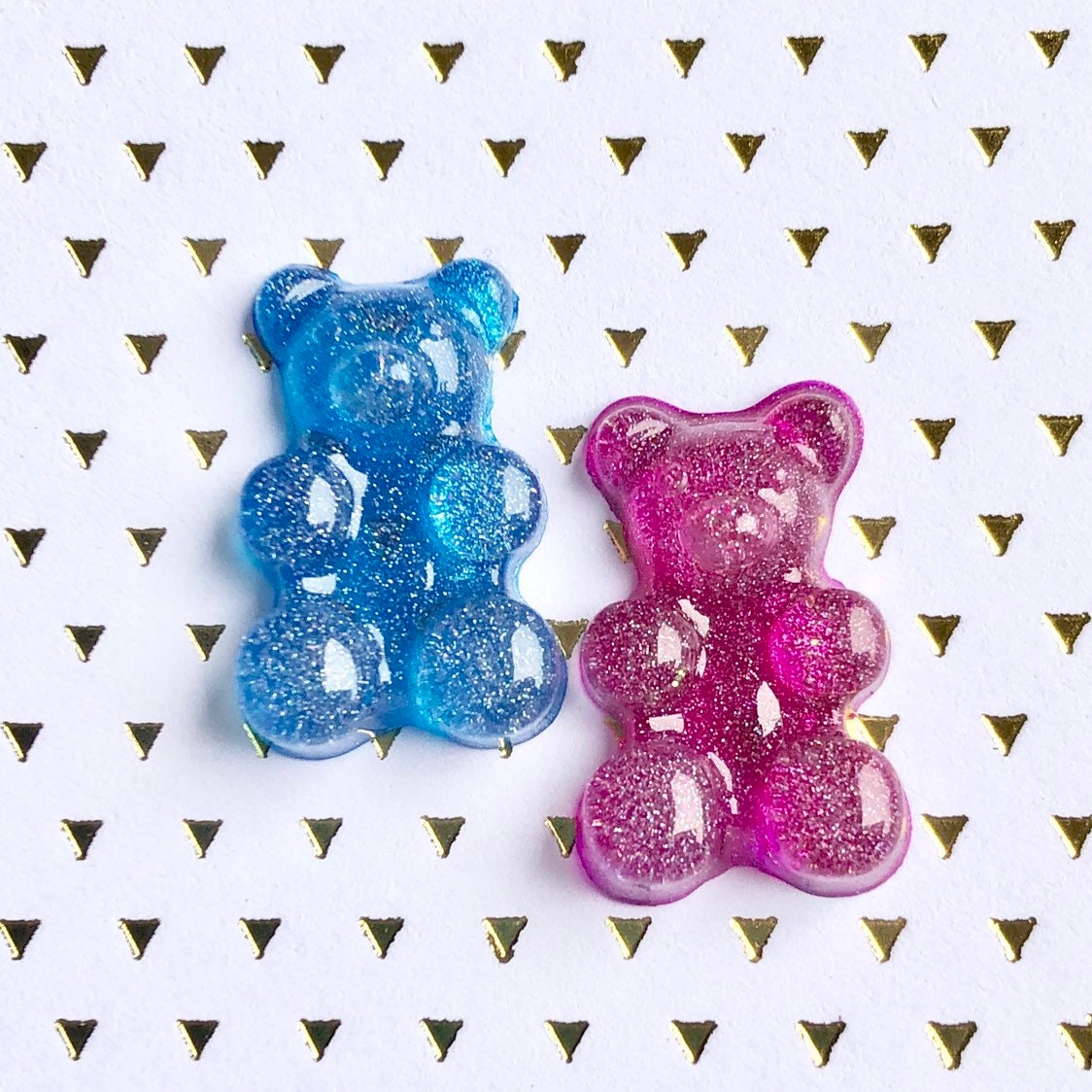 Candy Bears Customized with 2 Initials Pink and Blue Sparkle | Etsy