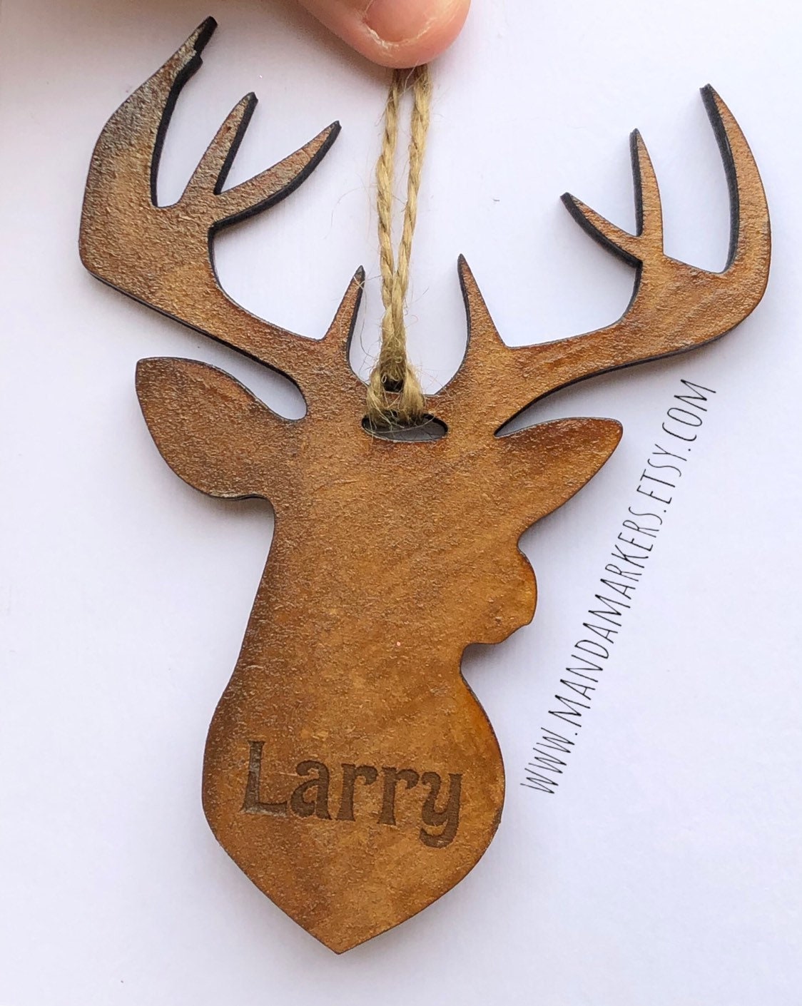 Wooden Rustic Buck Ornament With Personalized Name - Etsy