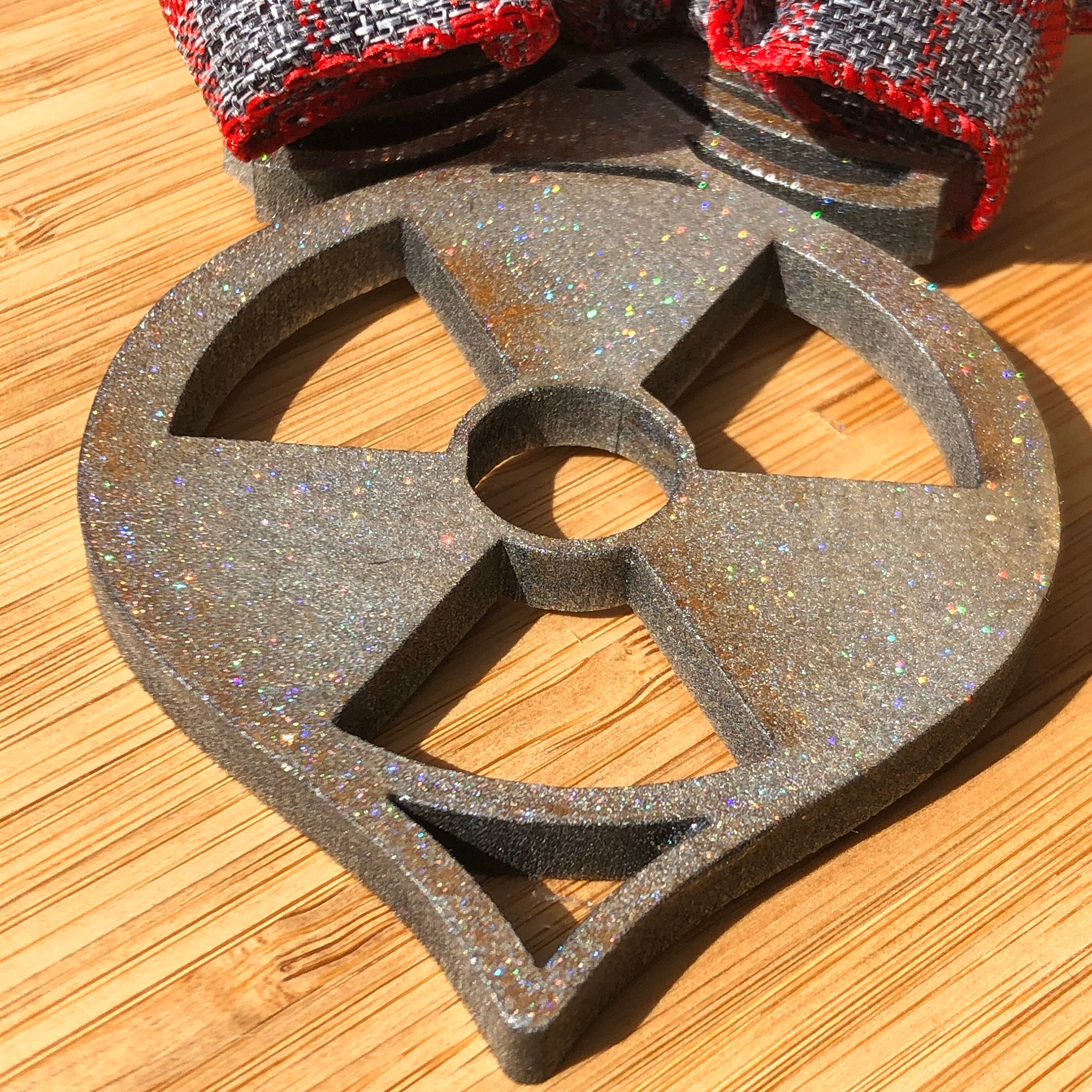 Radiation Symbol Ornament in Rustic Silver With Sparkles | Etsy