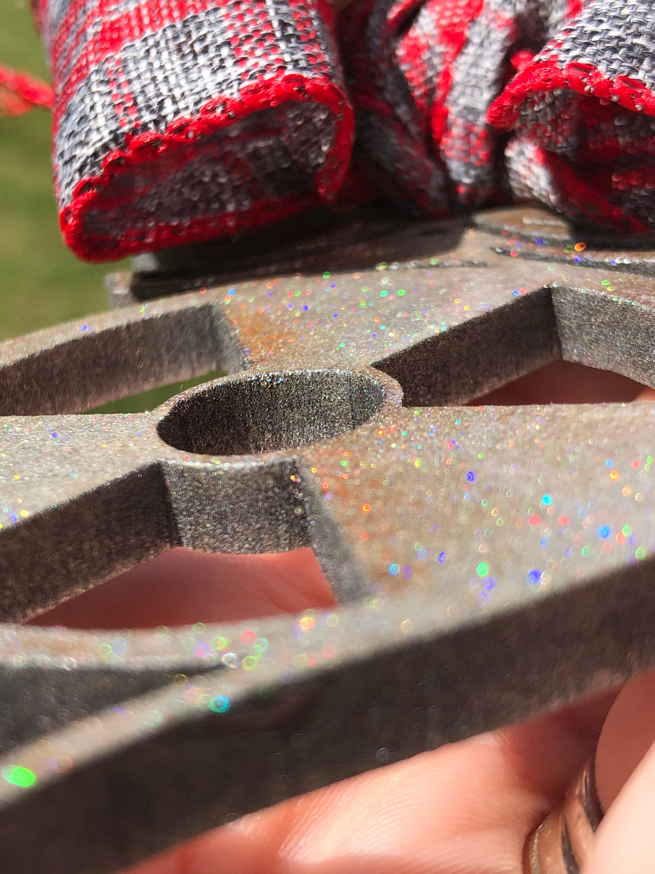 Radiation Symbol Ornament in Rustic Silver With Sparkles | Etsy