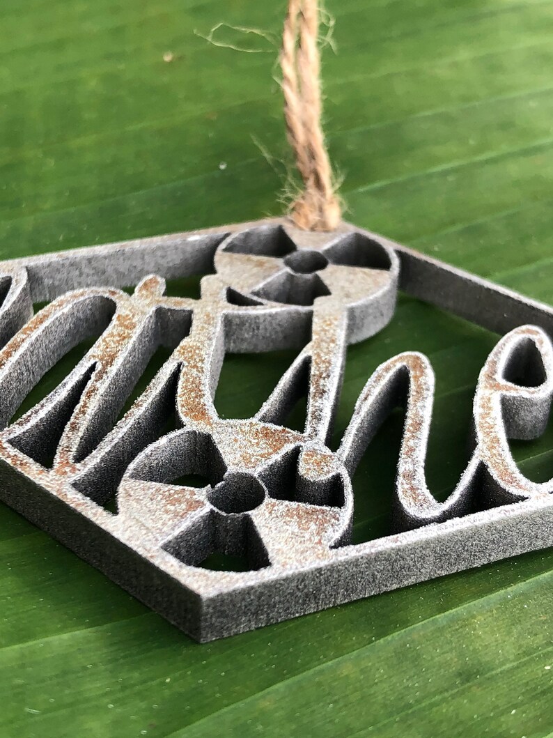 Radiation Symbol Wooden Ornament Personalized With Name Rustic Metallic ...