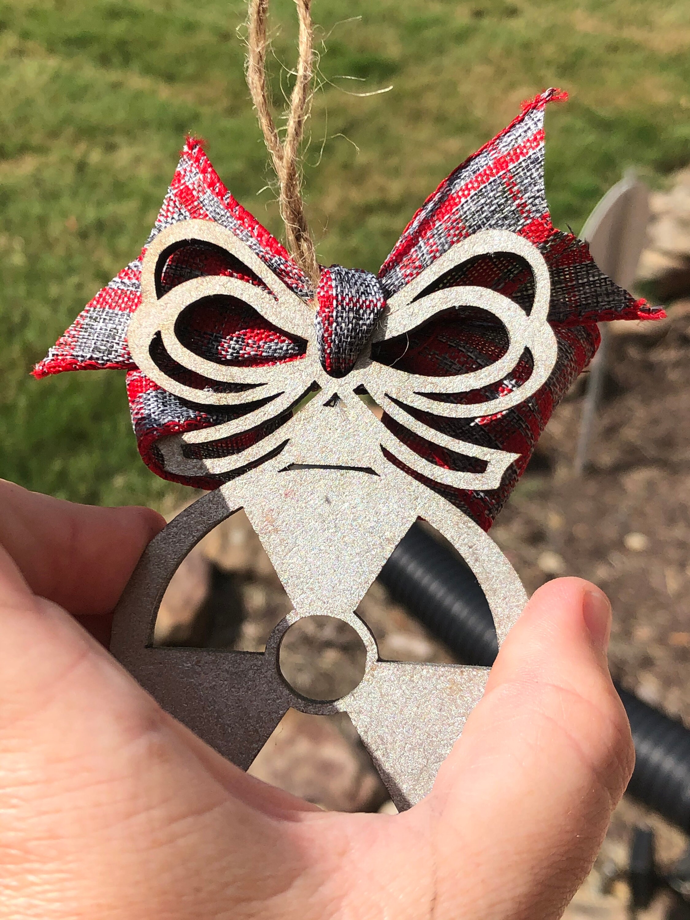 Radiation Symbol Ornament in Rustic Silver With Sparkles | Etsy