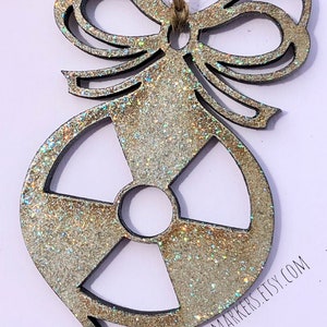 Radiation Symbol Ornament in Rustic Silver With Sparkles - Etsy
