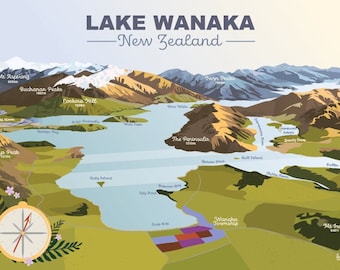 Lake Wānaka Map - Etsy