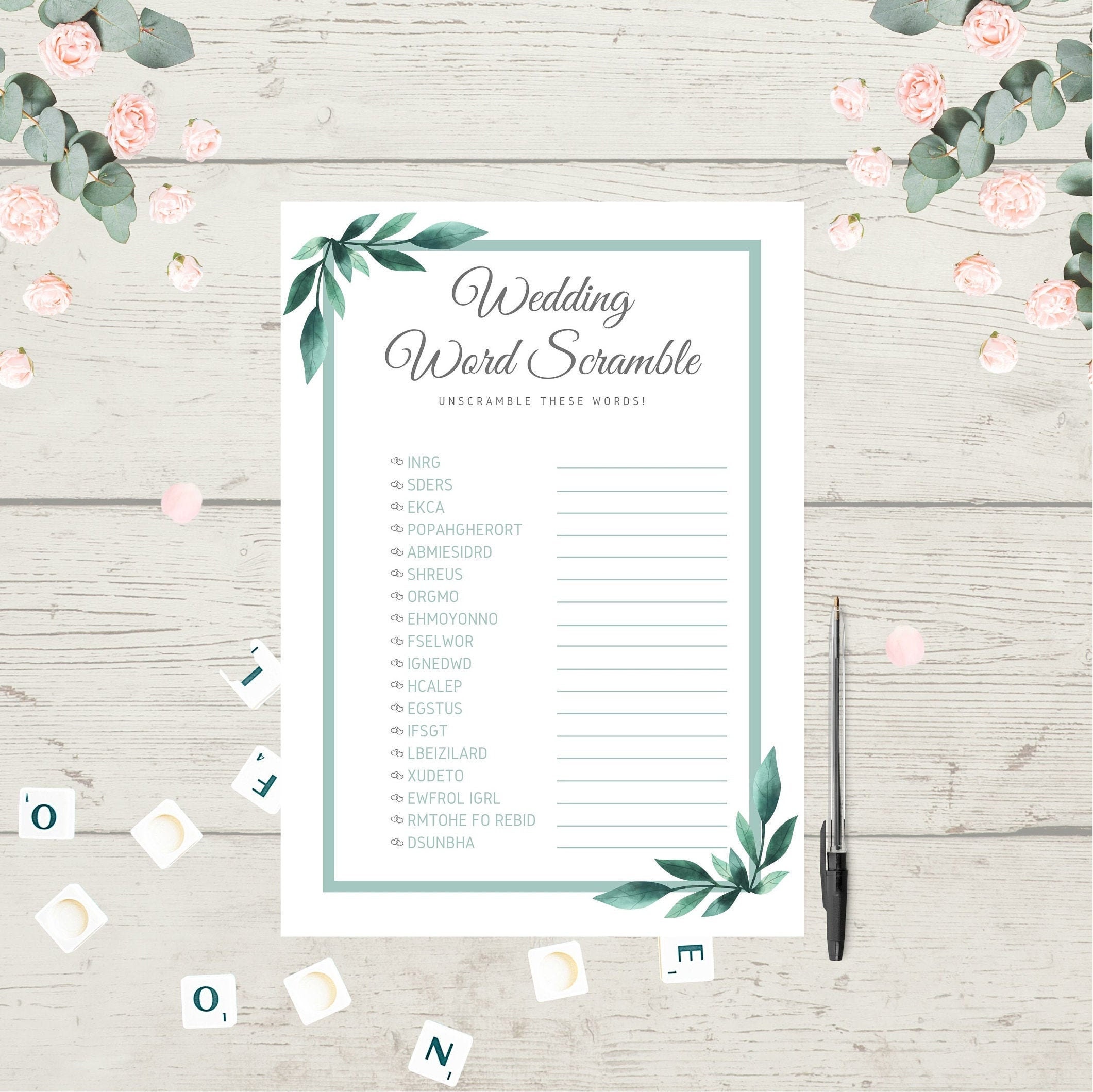 Wedding Word Scramble Printable Bridal Shower Games Bridal Etsy Wedding Word Scramble Printable Bridal Shower Games Bridal Etsy