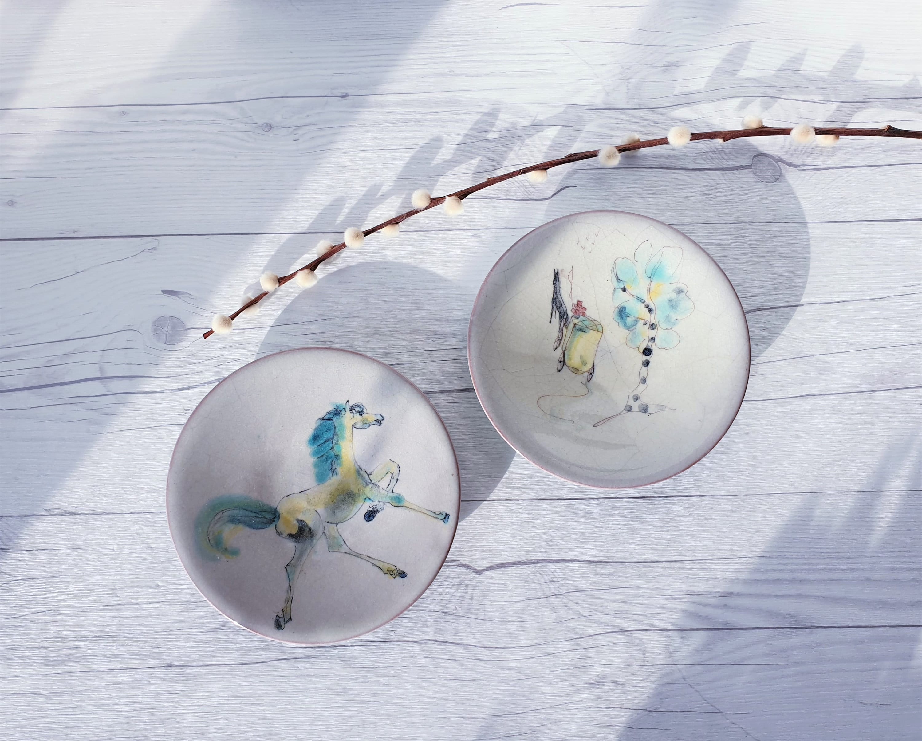 Vintage Dutch Studio Pottery Hand Painted / Illustrated Horse and ...