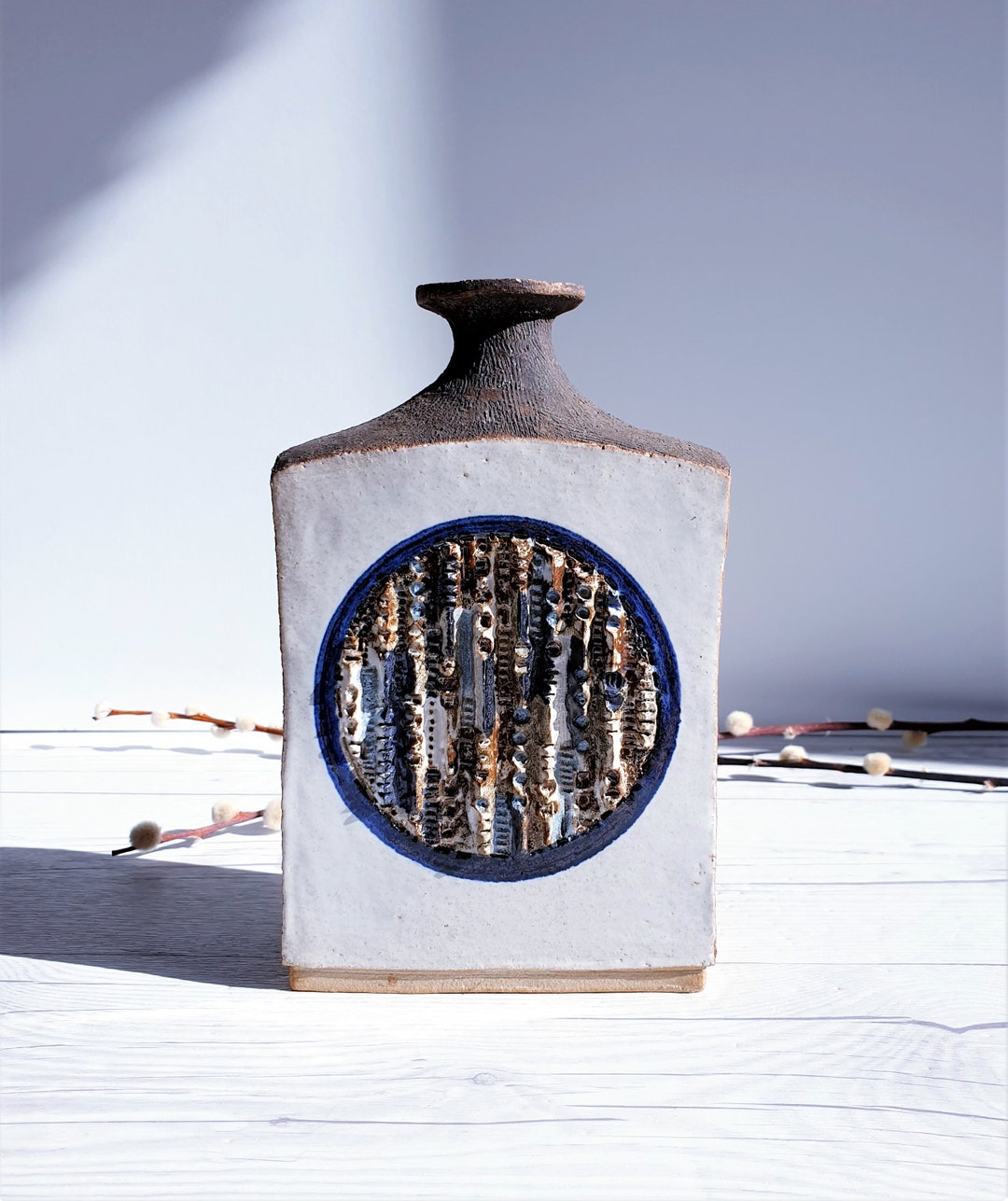 Vintage Studio Pottery Contemporary Textured Relief Contrast - Etsy UK