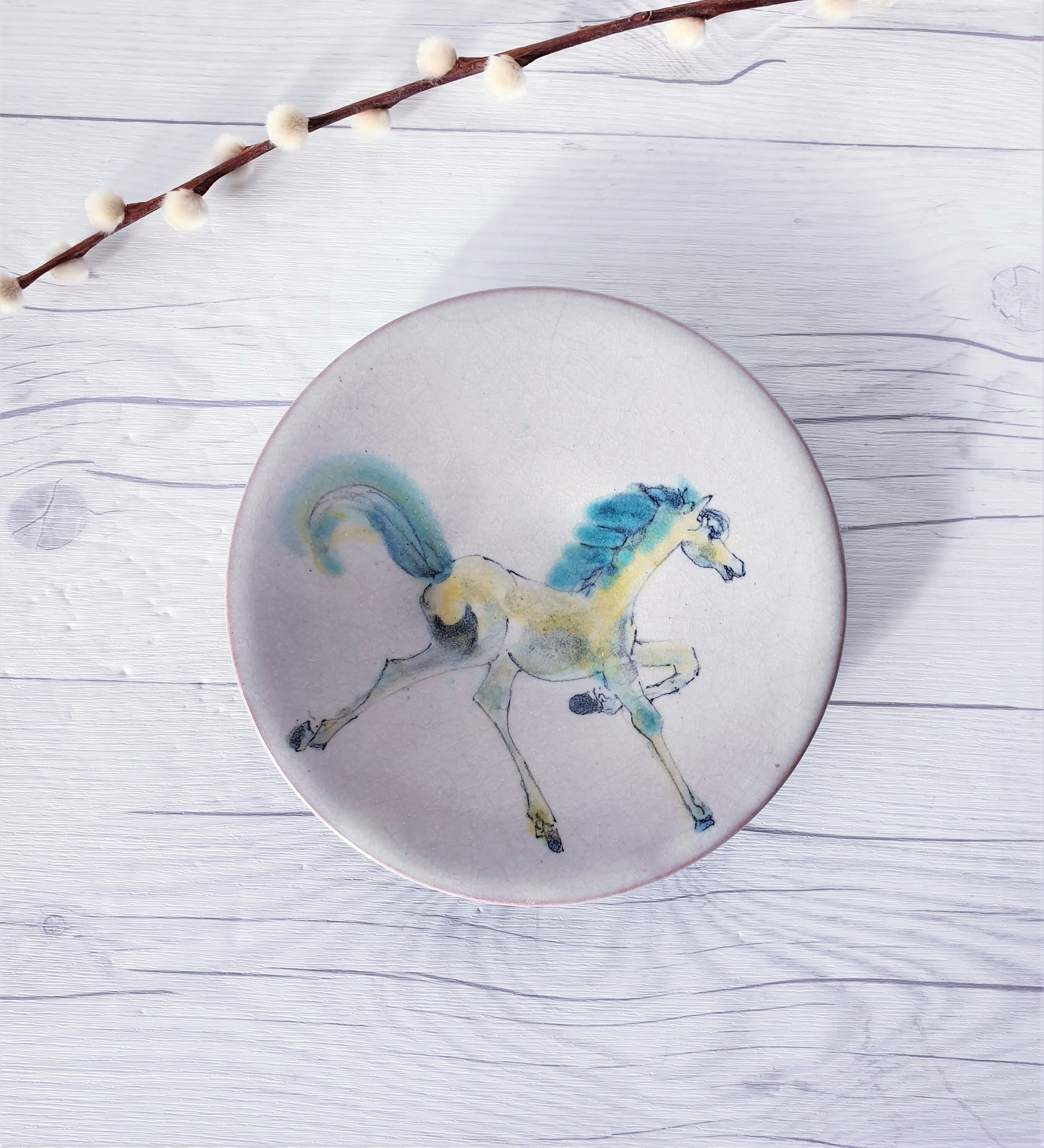 Vintage Dutch Studio Pottery Hand Painted / Illustrated Horse and ...