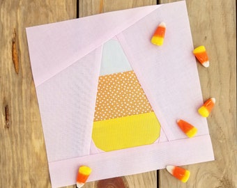 Candy Corn Foundation Paper Pieced FPP Quilt Block PDF Pattern Download Halloween Pattern Modern ...