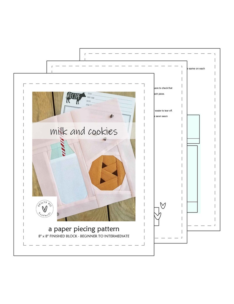 Milk and Cookies Paper Piecing Pattern PDF | Etsy