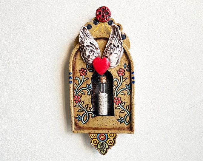 Handmade Pottery Nicho, Wall Hanging - Heart With Wings - Etsy