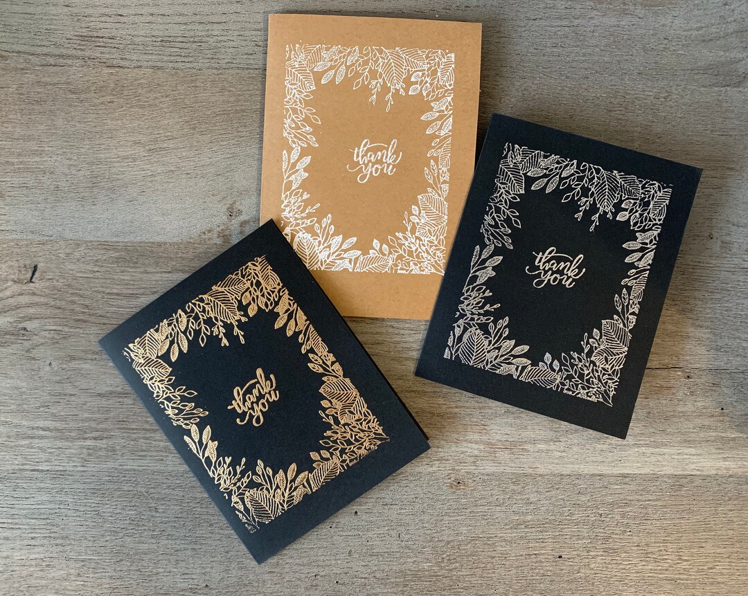 Kraft Hand Stamped Embossed Cards - Etsy