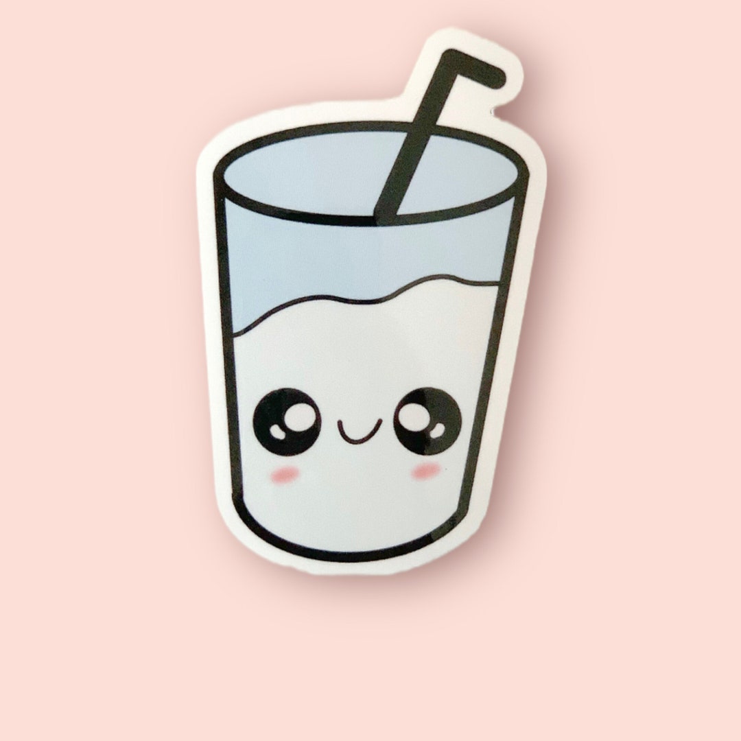 Cute Glass of Milk Weatherproof High Quality Sticker - Etsy