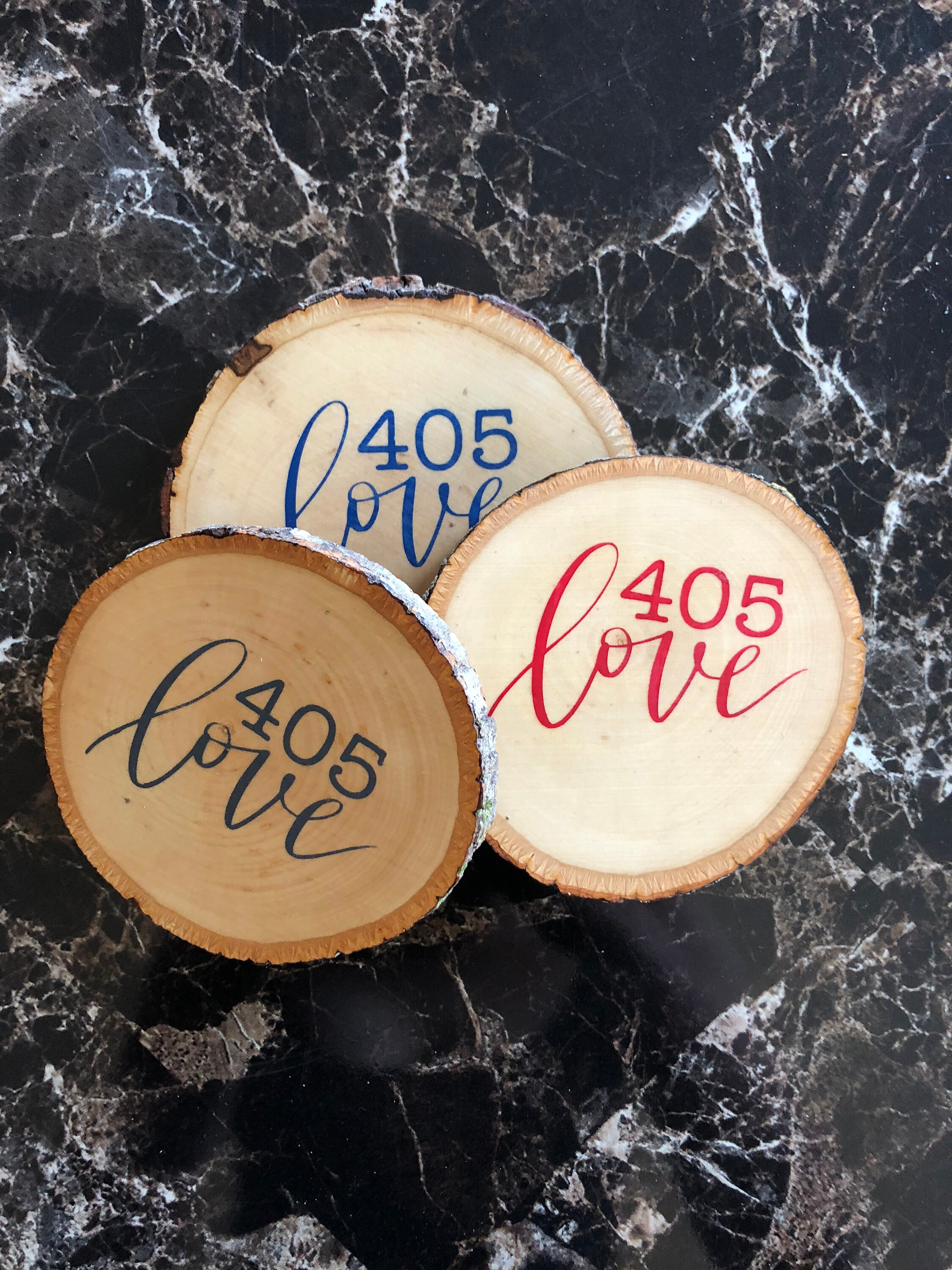 405 love/coasters/handmade/calligraphy/hand lettered/oklahoma | Etsy