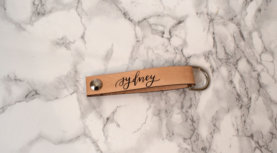 Laser Engraved Hand Lettered Leather Keychain - Etsy