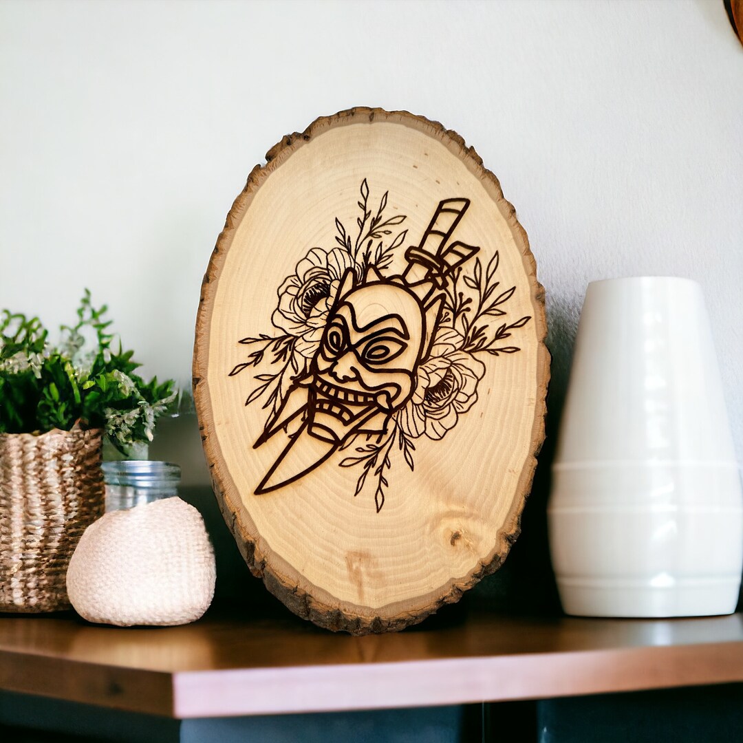 Blue Spirit Mask Floral Zuko Laser Engraved Wood Slice Inspired by ATLA ...