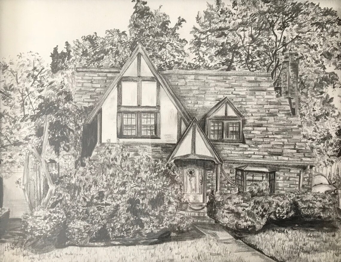 Custom House Portraits, Handmade House Drawing, Housewarming Gift, Hand ...