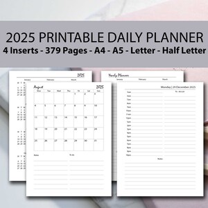 2025 Daily Planner Printable Pack, 2025 Daily Journal Printable, A4/a5 ...