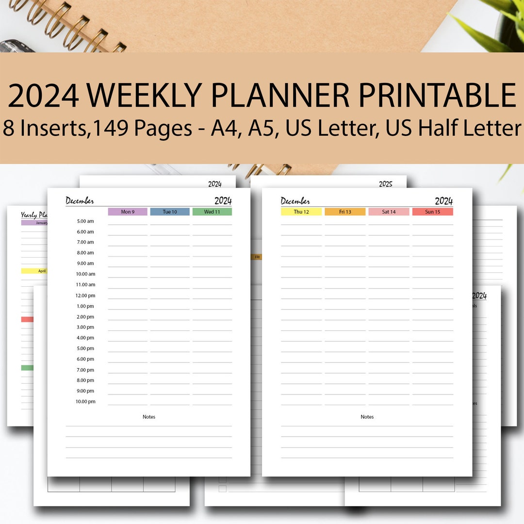 2024 Weekly Hourly Schedule Printable RAINBOW Weekly Planner - Etsy