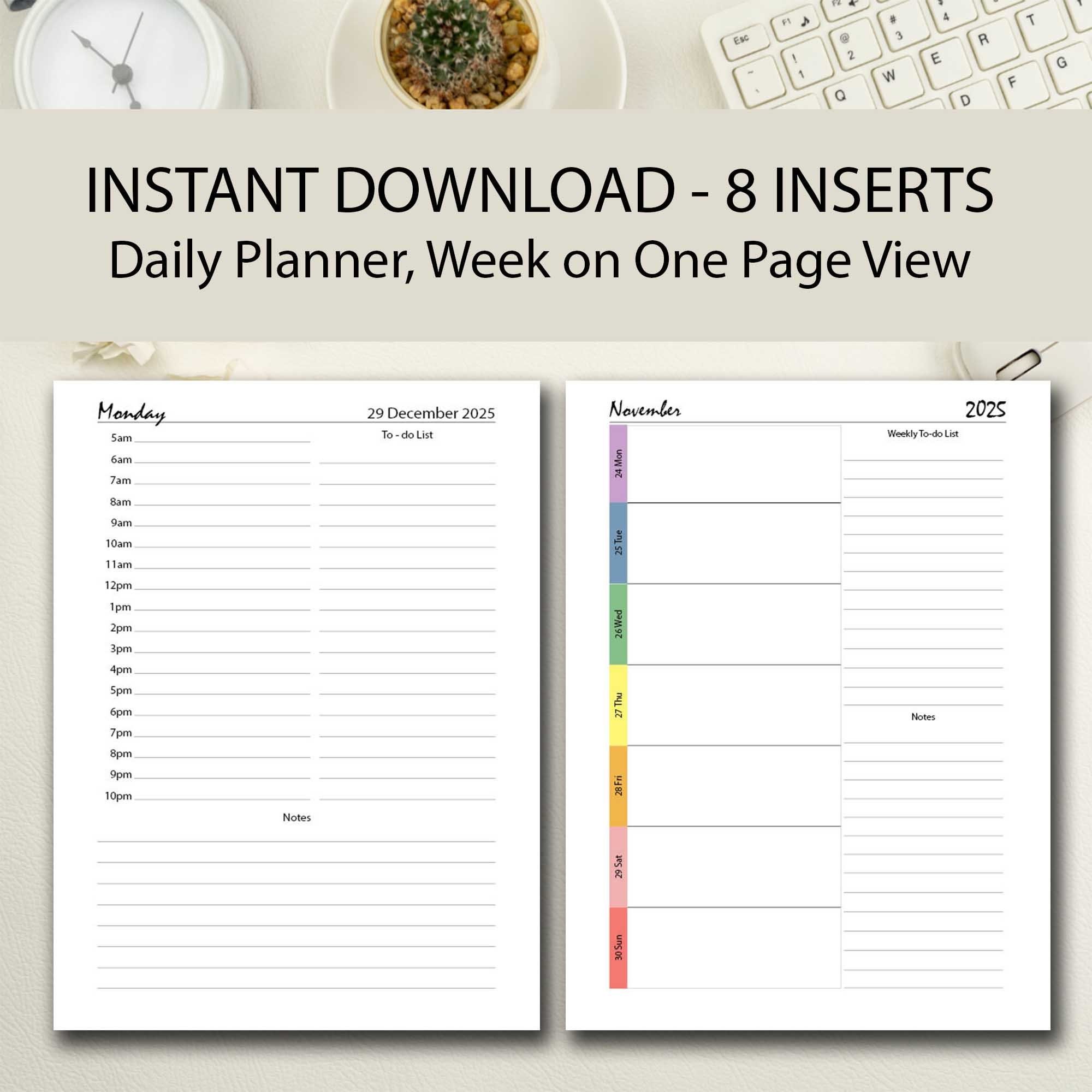 2025 Weekly Planner Printable Rainbow Bundle, A4/a5/half Letter/letter ...