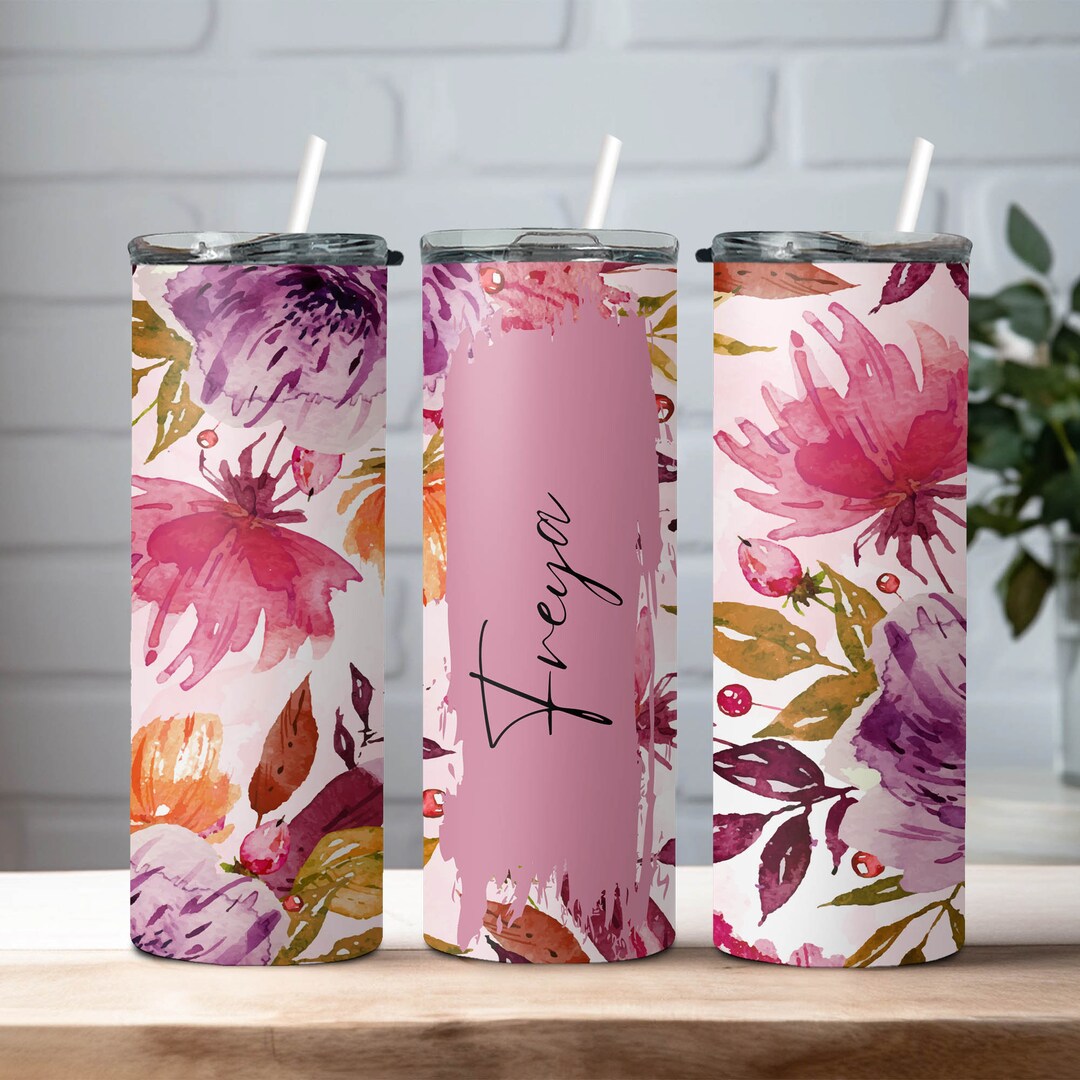 Add Your Name 20oz Tumbler Wrap PNG Purple Flower 20oz Skinny - Etsy ...