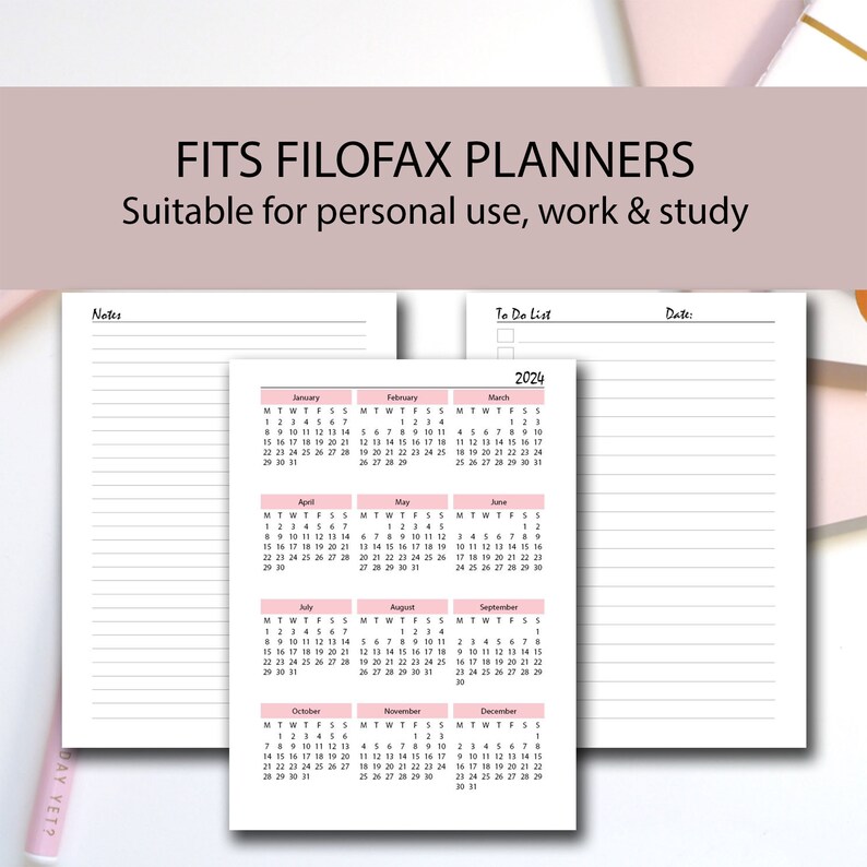 2024 Weekly Planner Printable Pink BUNDLE 2024 Week on 1 Page - Etsy