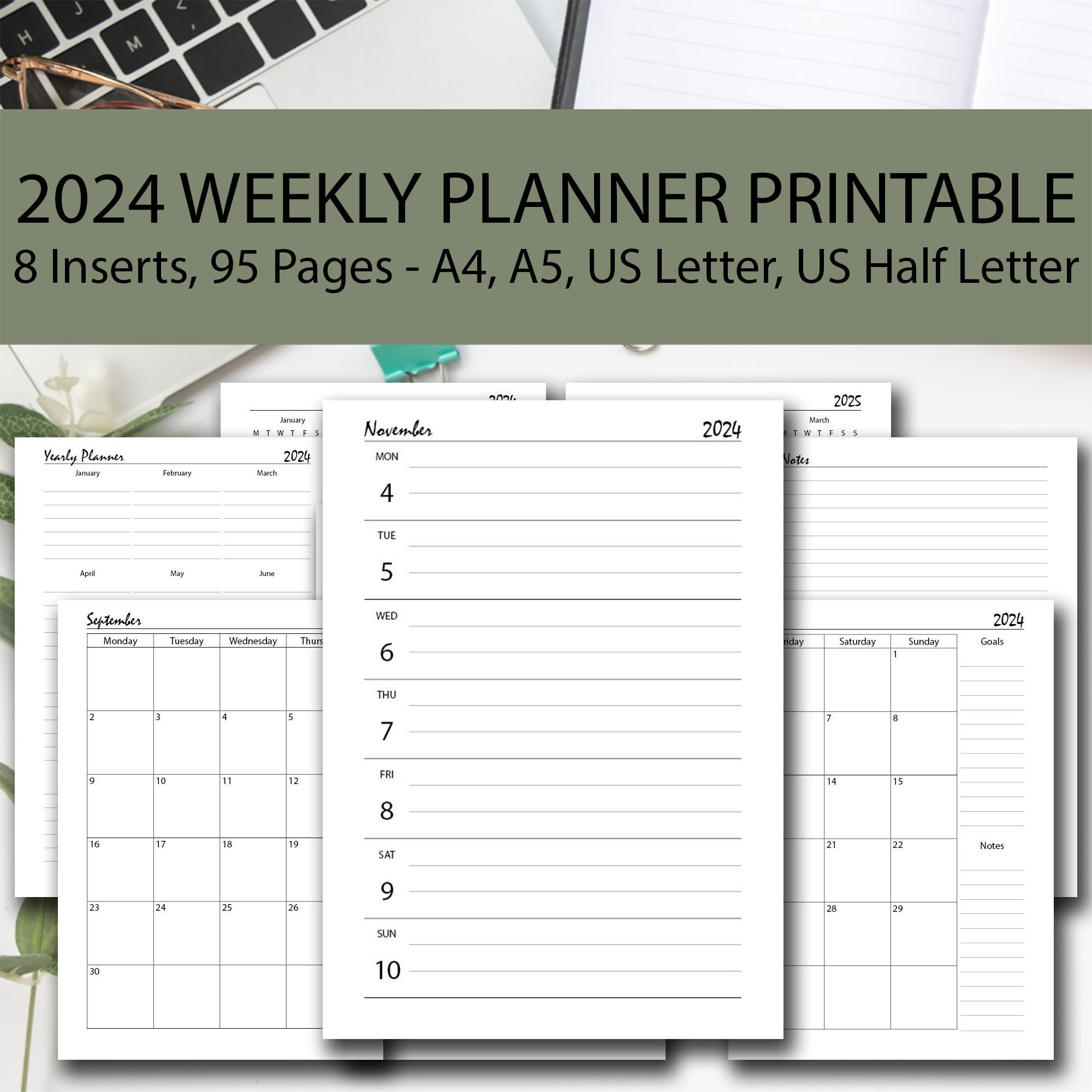 2024 Weekly Planner Printable BUNDLE, 2024 Week at a Glance, 2024 ...