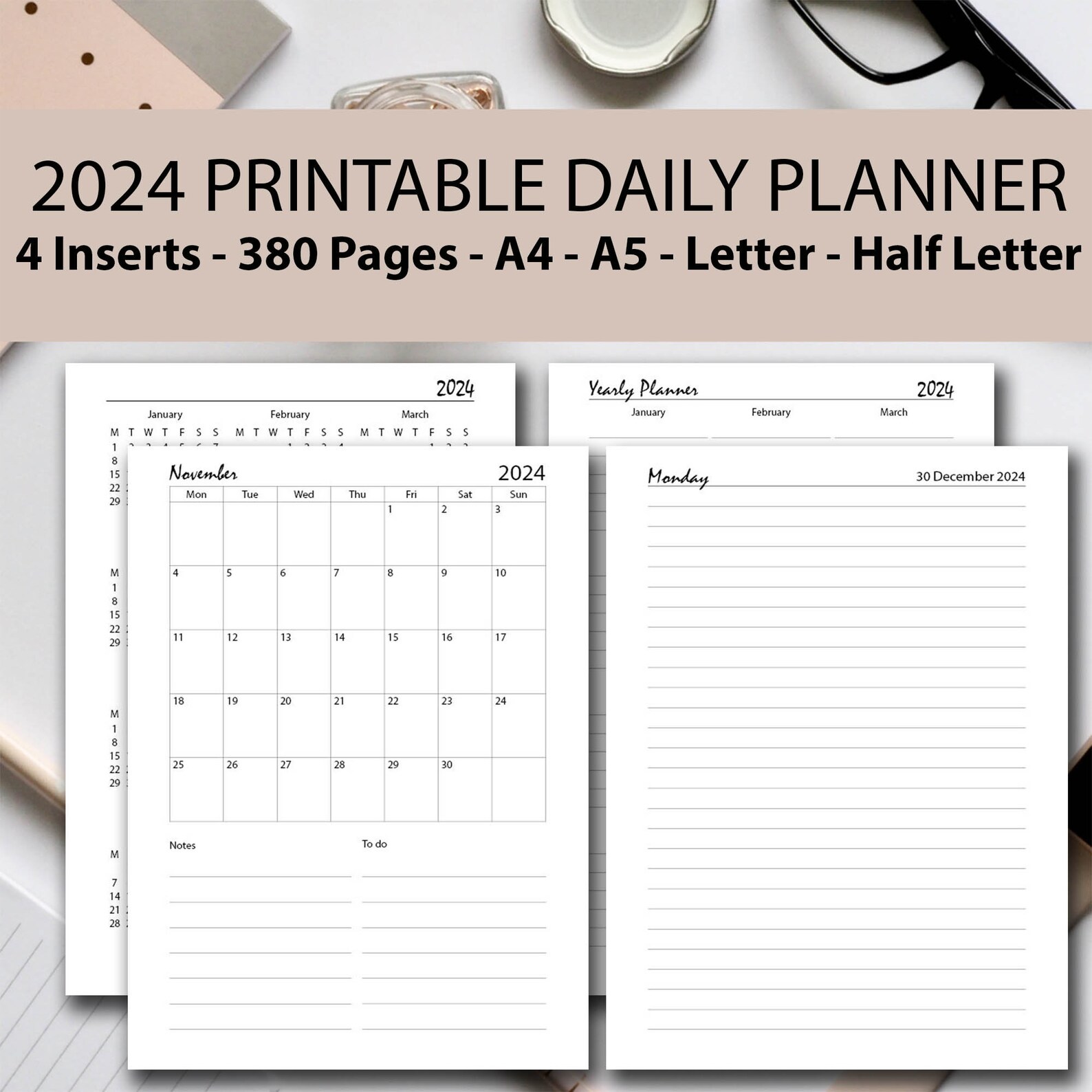 2024 Daily Planner A5 Printable BUNDLE 2024 Daily Journal - Etsy