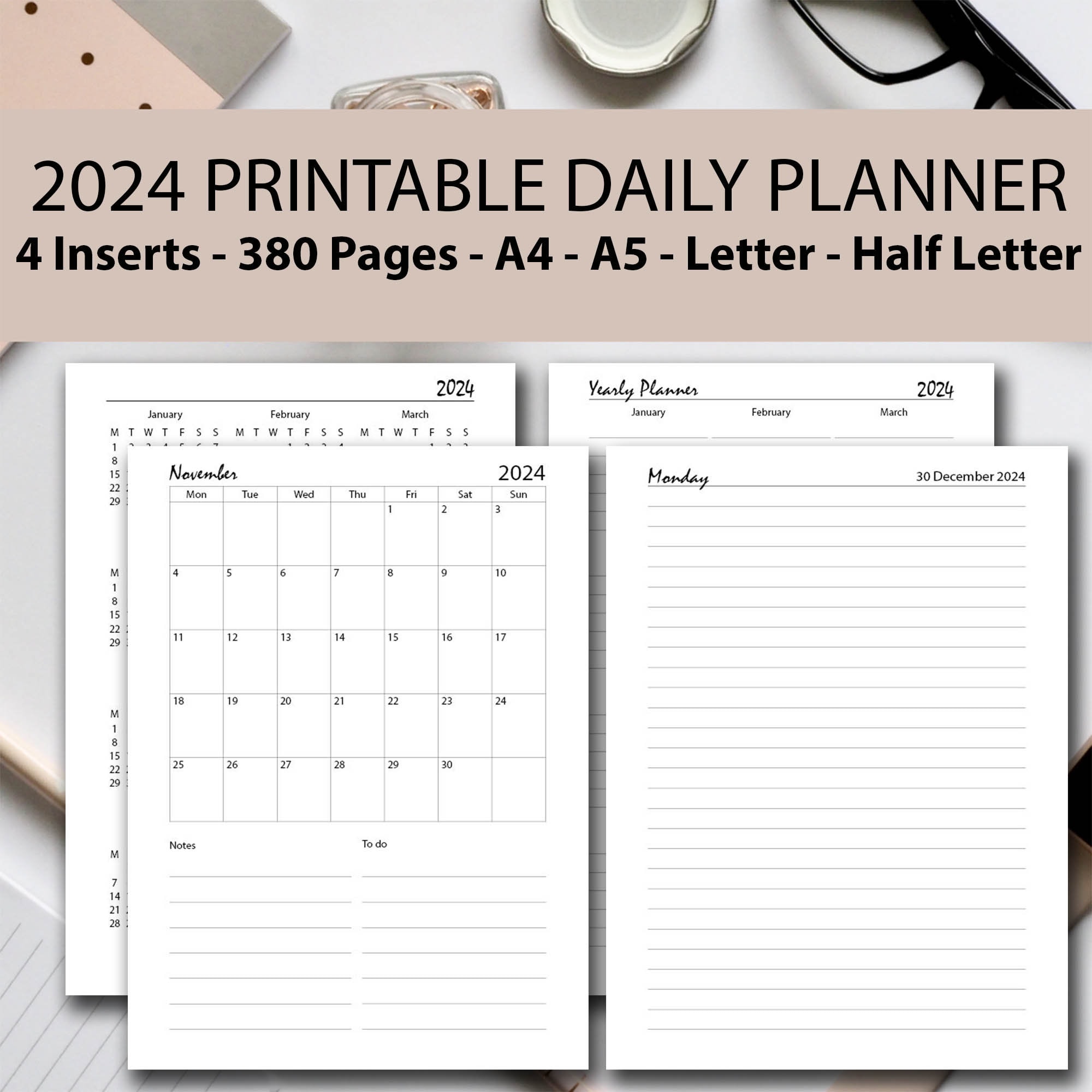 2024 Daily Planner A5 Printable BUNDLE 2024 Daily Journal - Etsy