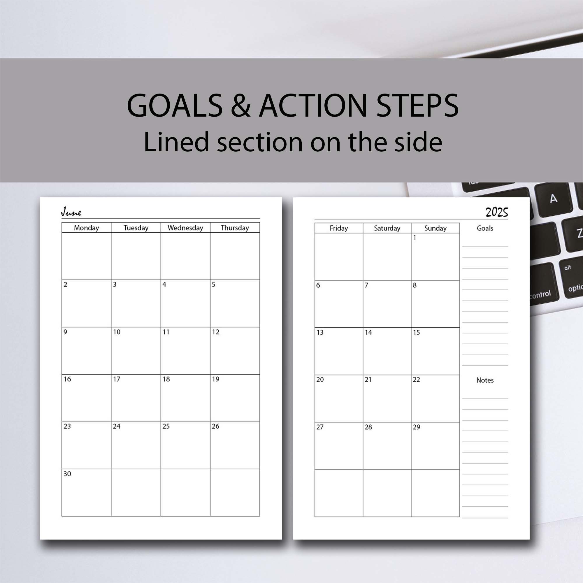 2024-2025 Midyear Planner Printable, Month on 2 Page, A4/a5/half Letter ...