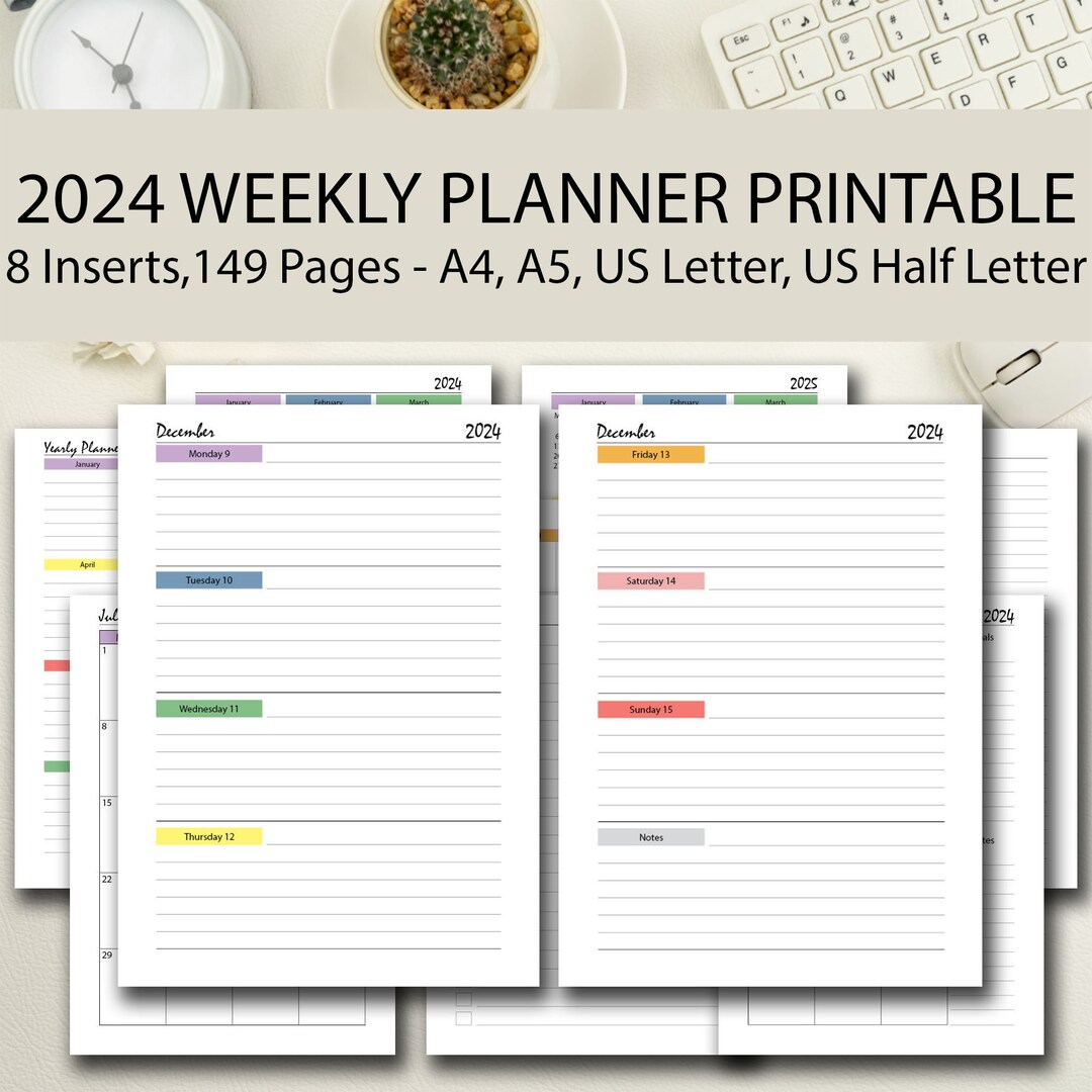 2024 Weekly Planner Printable RAINBOW Pride Planner A4 A5 - Etsy